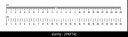 25 cm ruler scale. Distance, height or length measurement tool template ...