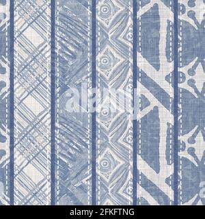 Shabby chic french grey blue linen patchwork stripe. Grunge washed out ...