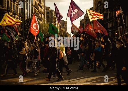 Barcelona, Spain. 1st May, 2021. Members of a great variety of left ...