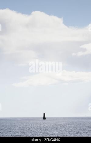 single lighthouse mindfulness empty background with ocean and blank sky ...
