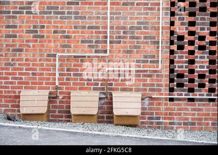 Gas meter box housing outside external to council house a row Stock ...