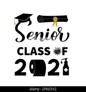 Class of 2021 funny typography poster with graduation cap, toilet paper ...