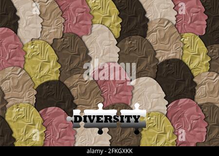 Teamwork and Diversity concept. People of various colors of skin ...