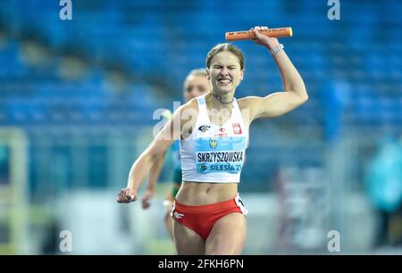 Chorzow, Polan. 1st May, 2021. Paulina Guzowska, Klaudia Adamek, Pia ...
