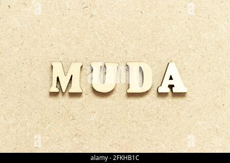 Alphabet letter with word muda in black line hand drawing as bubble ...
