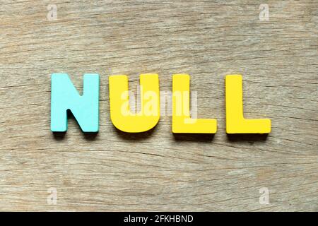 Alphabet letter with word null in black line hand drawing as bubble ...