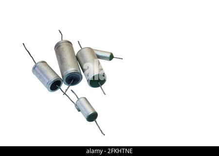 Set of capacitors isolated on white background Stock Photo - Alamy