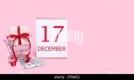 December 17th. Day 17 of month, Calendar date. White smartphone with ...