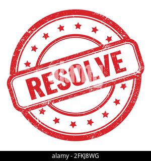 RESOLVE text on red grungy round vintage stamp Stock Photo - Alamy