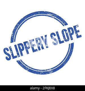 SLIPPERY SLOPE text on blue grungy vintage rectangle stamp Stock Photo ...