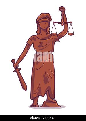 Lady Justice or Themis Femida, blindfolded with beam balance and sword ...