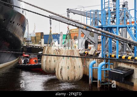 lifeboat davit load test water filled weight bags Stock Photo - Alamy