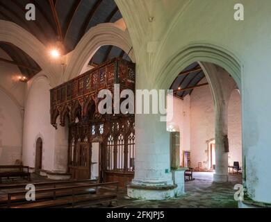 Rood screen in carved polychrome wood: the Passion of Christ, Mary and ...
