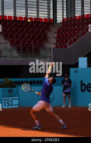 Pedro Martinez (SPA) vs Tommy Paul (US) during their match at the Mutua ...