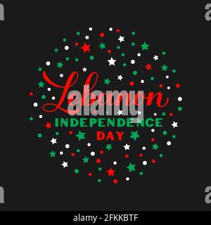 Lebanon Independence Day hand lettering with Lebanese cedar. Holiday ...