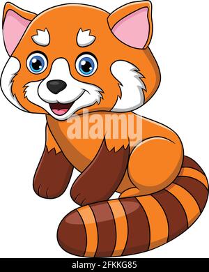 Cute adorable red panda cartoon design animal character flat vector ...
