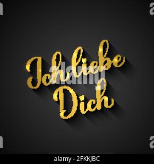 Liebe gold calligraphy hand lettering on black background. Love ...