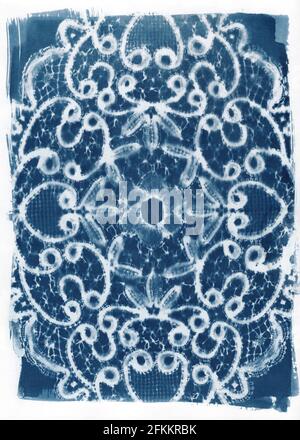 Modern cyanotype sun print images using the wet cyanotype method, dried ...