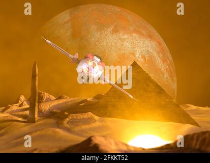 Spaceship traveling between planets of distant galaxies. Exploration of ...