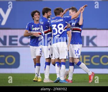 team Sampdoria, celebrates after scoring a goal during the Italian ...
