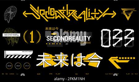 Futuristic calligraphy in cyberpunk style. Typography template Stock ...