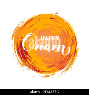 Happy Onam calligraphy hand lettering. South Indian Kerala traditional ...