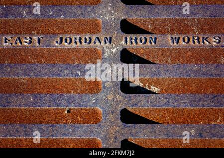 An iron grate constructed by East Jordan Iron Works is pictured ...