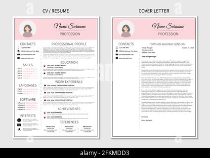 Resume template for women. Modern CV layout with infographic ...