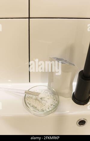 Mask clay is blue. Texture. Selective focus Stock Photo - Alamy