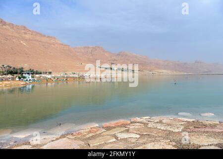 The beautiful beach in Ein Bokek, Dead Sea, Israel Stock Photo - Alamy