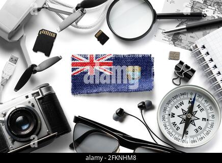 Saint Helena flag on map, transparent background, Clipping path Stock ...