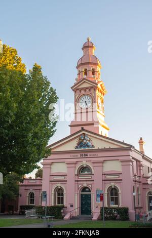 Historic Courthouse and Clock Tower at Golden Hour Eye Level ...