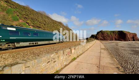 GWR Intercity Express Train passing Sprey Point at Teignmouth, South ...