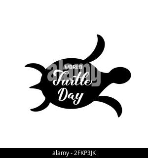 World Turtle day calligraphy hand lettering with swimming turtles on ...