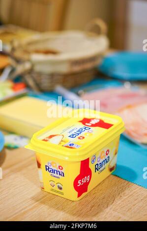 POZNAN, POLAND - Jan 23, 2016: A dinner table decorated with flowers at ...