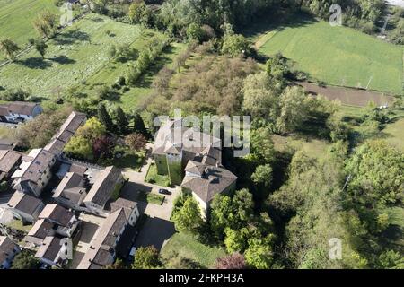 Castle Ratti Borghetto di Borbera Pemonte Italy Village aerial View ...