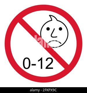 Not suitable for children under 3 years, prohibition sign. Silhouette ...