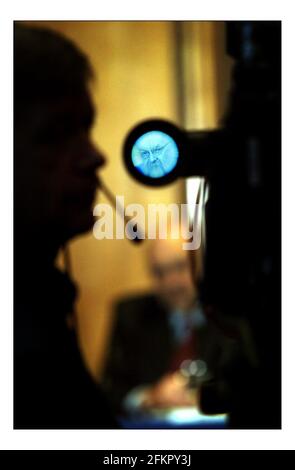Sir Alan Budd at the press conf re the enquiery into allegations that ...