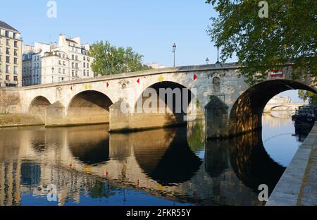 The Louis Philippe bridge at sunny morning ,Paris,France Stock Photo ...