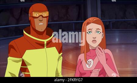 INVINCIBLE, from left: Atom Eve (voice: Gillian Jacobs), Mark Grayson ...