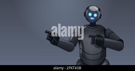 black robot cyborg pointing at something modern robotic character ...