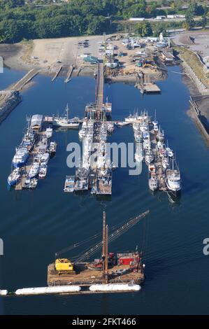Aerial photo of boats at the Ladysmith Fisherman's Wharf. Ladysmith ...
