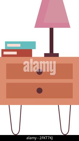 House wooden drawer with light lamp and plant pots Stock Vector Image ...