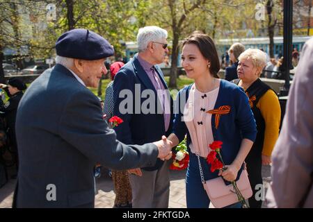 CHELYABINSK, RUSSIA, MAY 09, 2017: A veteran of World War II on the ...