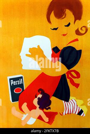 Persil washing powder soap vintage advertisement advert with children ...