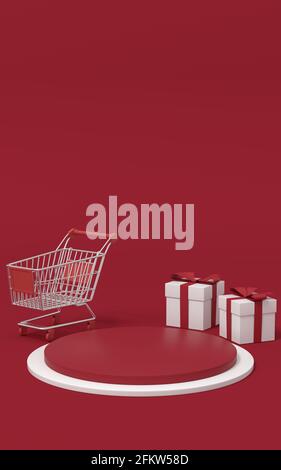 Promotion stage show with shopping cart, parcel box and balloon for ...