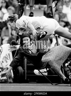 CHRIS BAILEY KNOCKS OVER THE NETCORD JUDGE DURING HIS CENTRE COURT ...