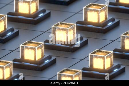 Creative electronics crystals cubes, 3d rendering. Computer digital ...