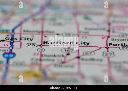 Hartford City Indiana USA shown on a geography map or road map Stock ...