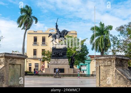 cuba camaguey parque agramonte with equestrian statue of ignacio ...